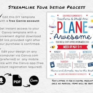 Editable Plane Awesome Theme Teacher & Staff Appreciation Airplane ...
