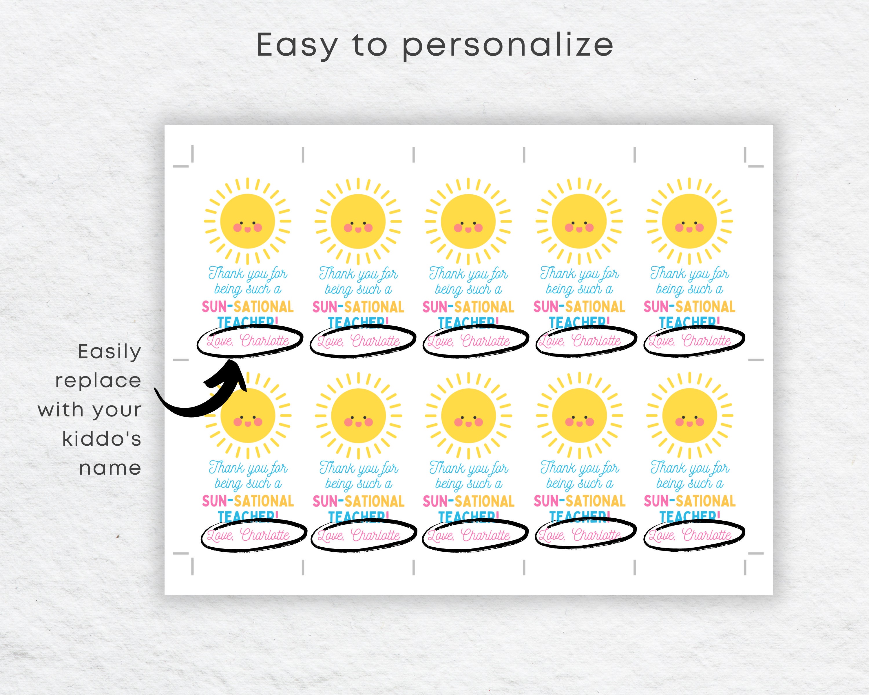 Sun-sational Teacher Tag End of School Year Editable Canva - Etsy