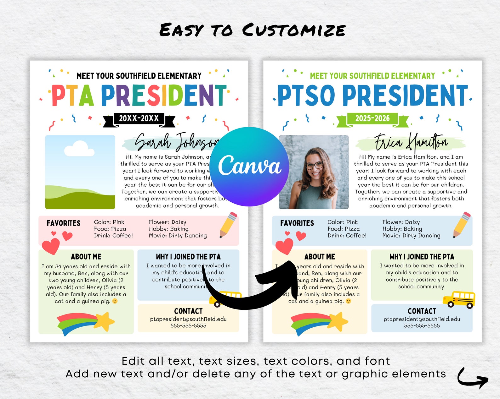 Meet the PTA President Flyer: Back to School Parent Group Welcome Sign ...