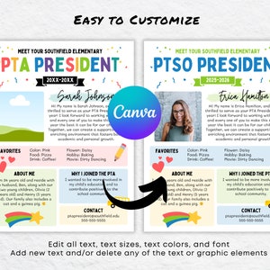 Meet the PTA President Flyer: Back to School Parent Group Welcome Sign ...