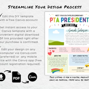 Meet the PTA President Flyer: Back to School Parent Group Welcome Sign ...