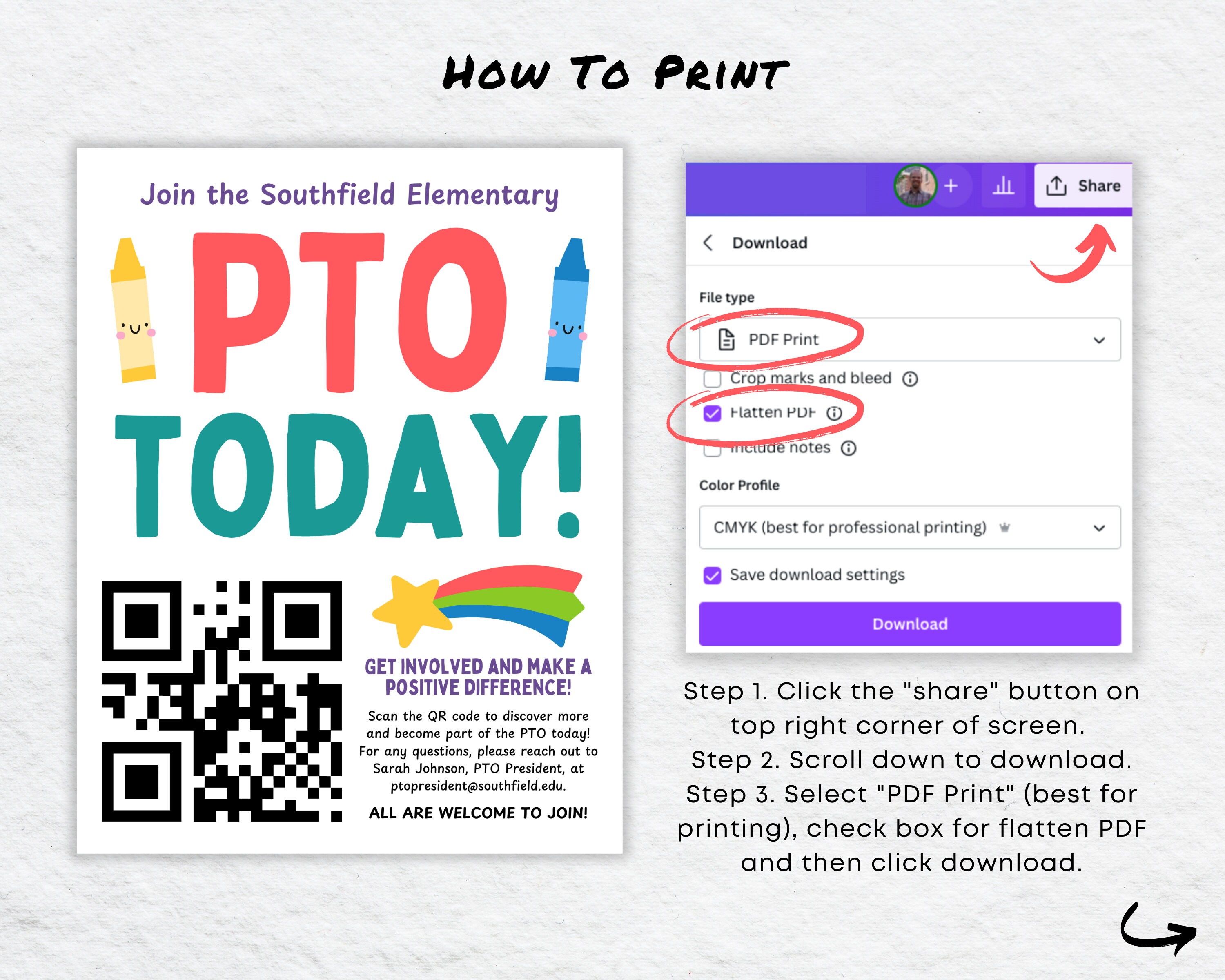 Editable Join the PTO Today Flyer Template, QR Code PTA Recruitment ...