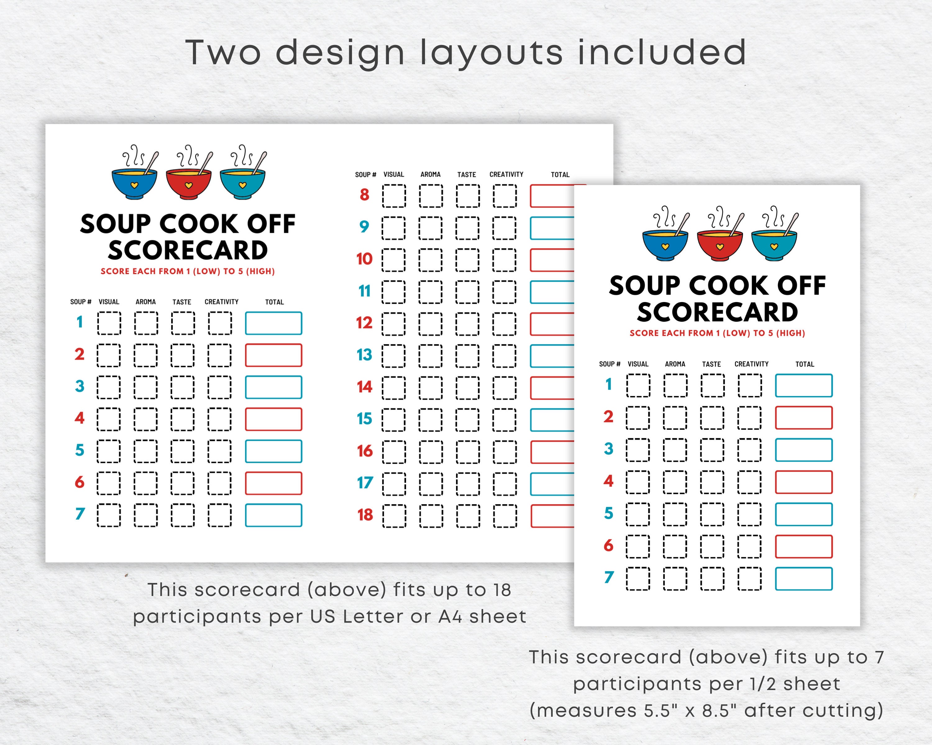 Soup Cook off Scorecard, Cooking Competition Printable (canva Template ...