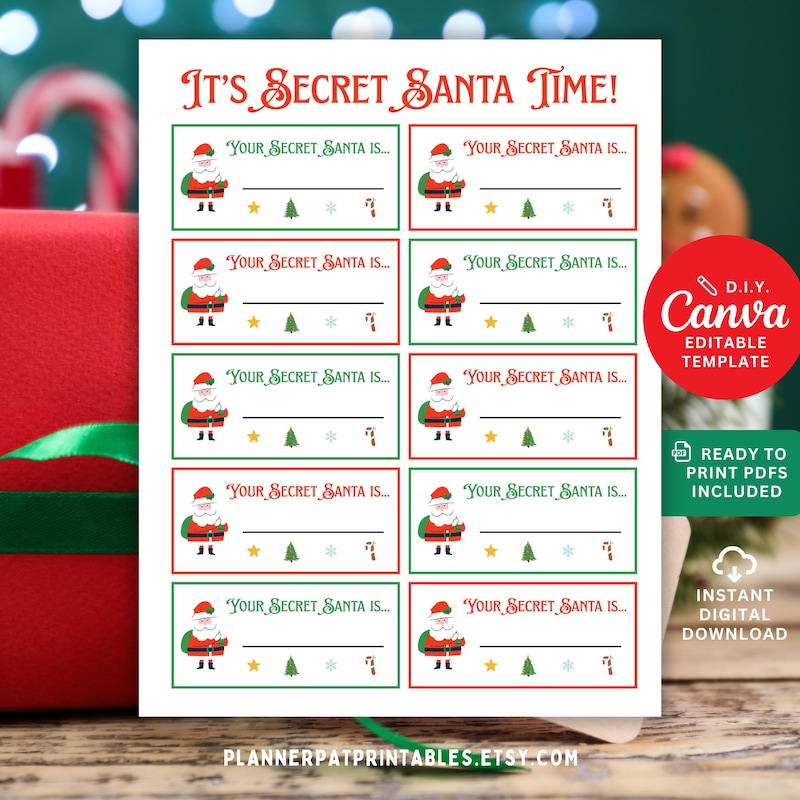Secret Santa Name Template - Etsy