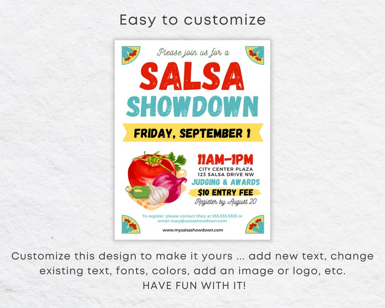 Editable Salsa Showdown Flyer Canva Template, Salsa Contest Invite ...