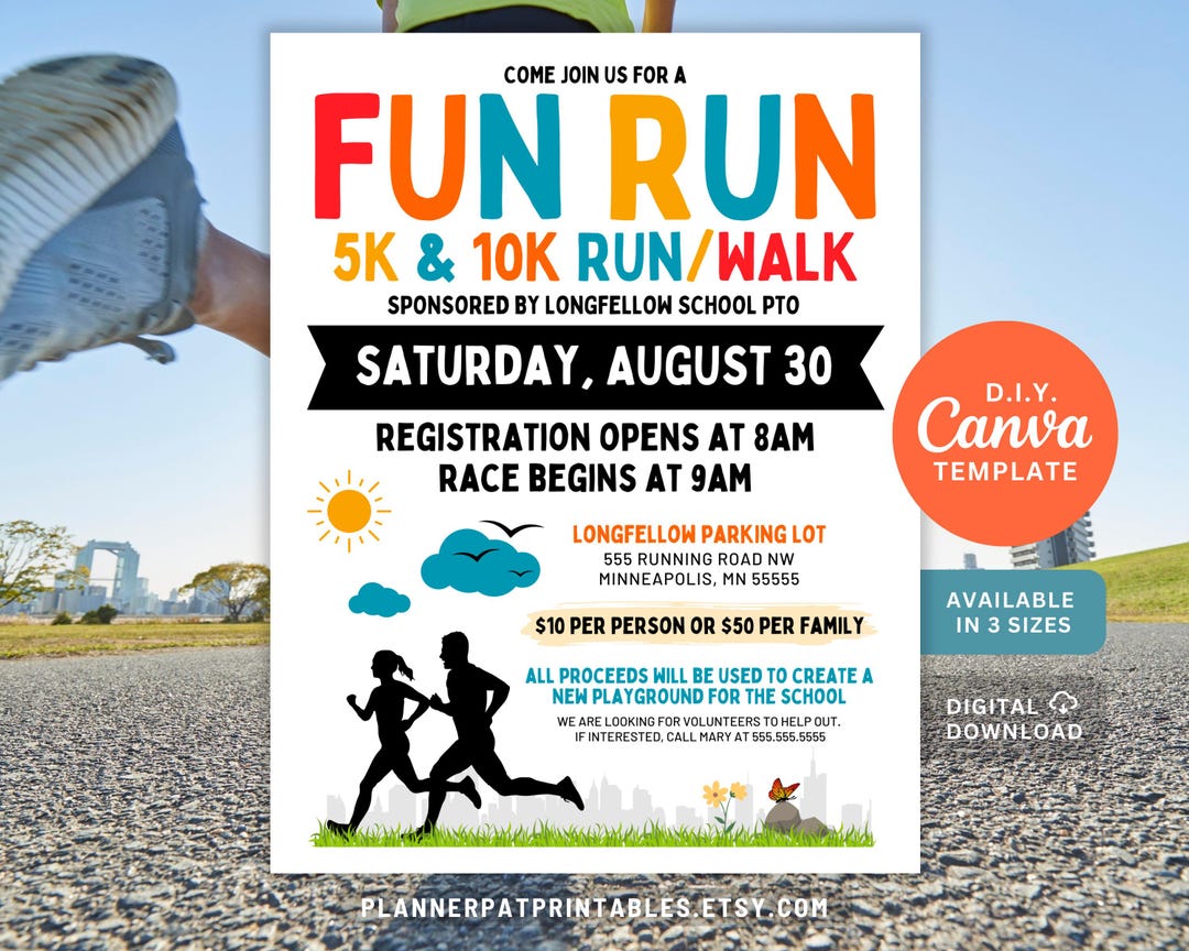 Editable Fun Run Flyer Template: Race Event Poster (canva Download) - Etsy