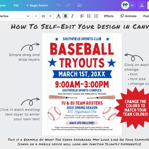 Editable Baseball Tryout Flyer Template, Youth Sports Training Event ...