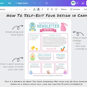 Editable Easter Newsletter Template, Monthly PTO PTA School News, Canva ...
