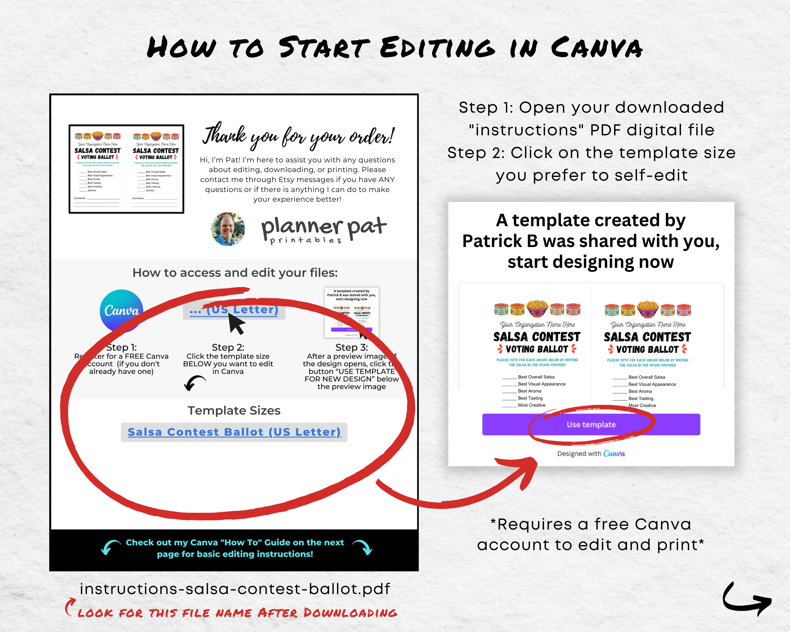 Editable Salsa Contest Ballot Printable, Salsa Voting Sheet Canva ...
