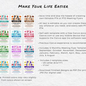 PTA Meetings Flyer Seasonal Bundle Editable Canva Templates - Etsy
