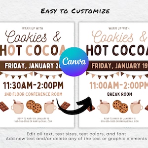 Hot Cocoa Bar Invitation: Editable Winter Party Flyer (canva Template ...