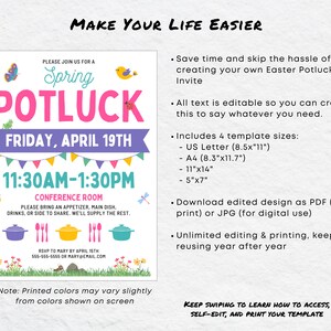 Editable Spring Potluck Invite Printable, Potluck Luncheon Party Flyer ...