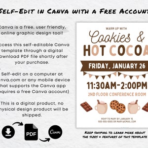 Hot Cocoa Bar Invitation: Editable Winter Party Flyer (canva Template ...