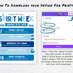Editable Winter Spirit Week Flyer Canva Template, School Spirit ...
