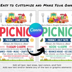 Company Picnic Flyer Editable Template, Work Appreciation Party, Canva ...