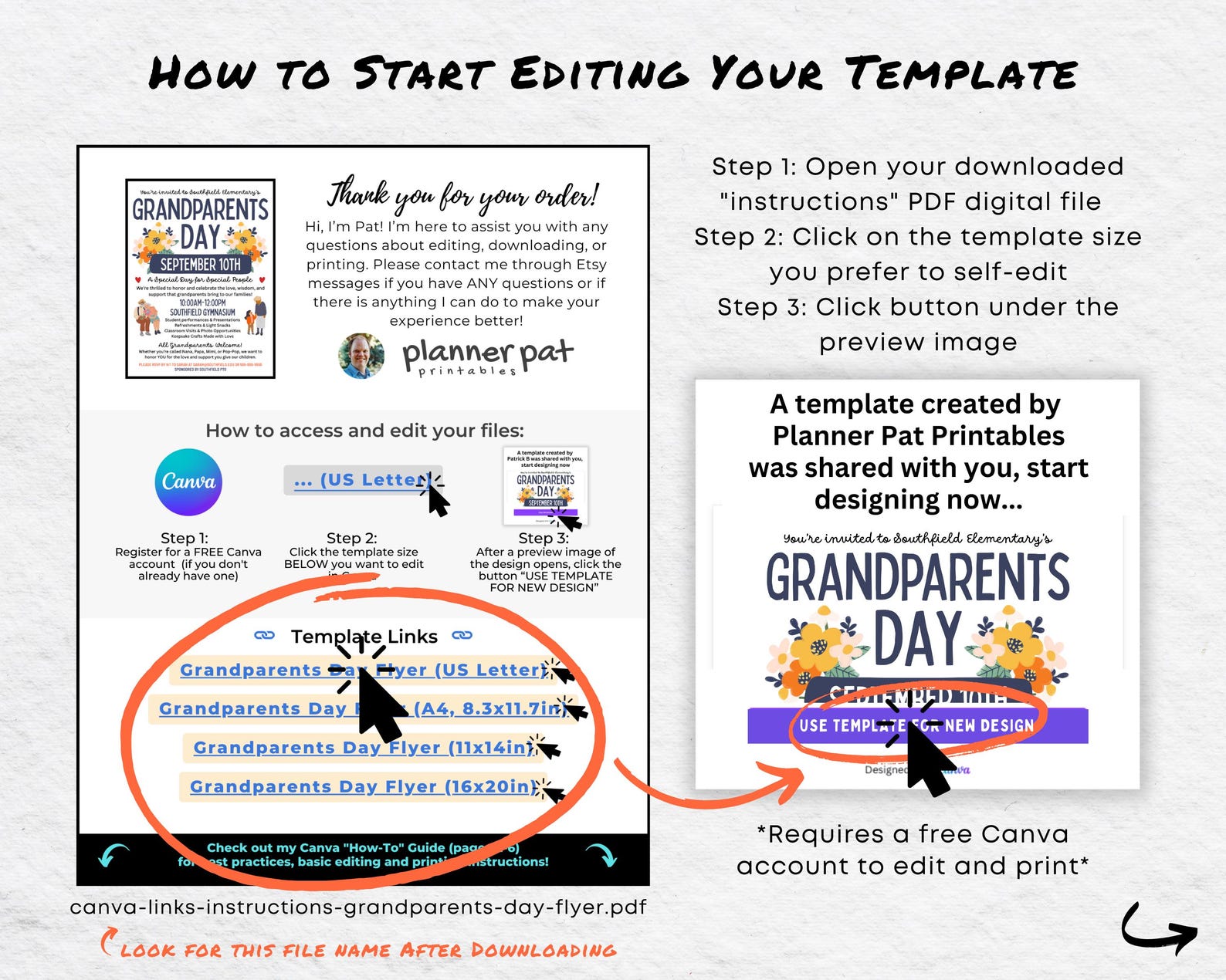 Editable Grandparents Day Flyer Template: School Event Invitation ...