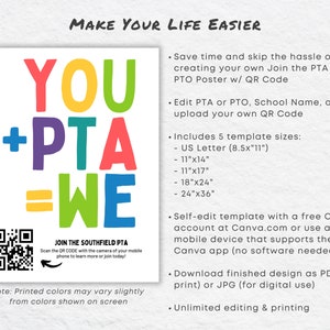 Editable Join the PTA Poster W/qr Code Canva Template, Recruitment ...