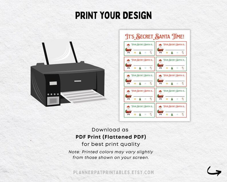 Secret Santa Name Draw Cards Template | Christmas Gift Exchange PDF ...