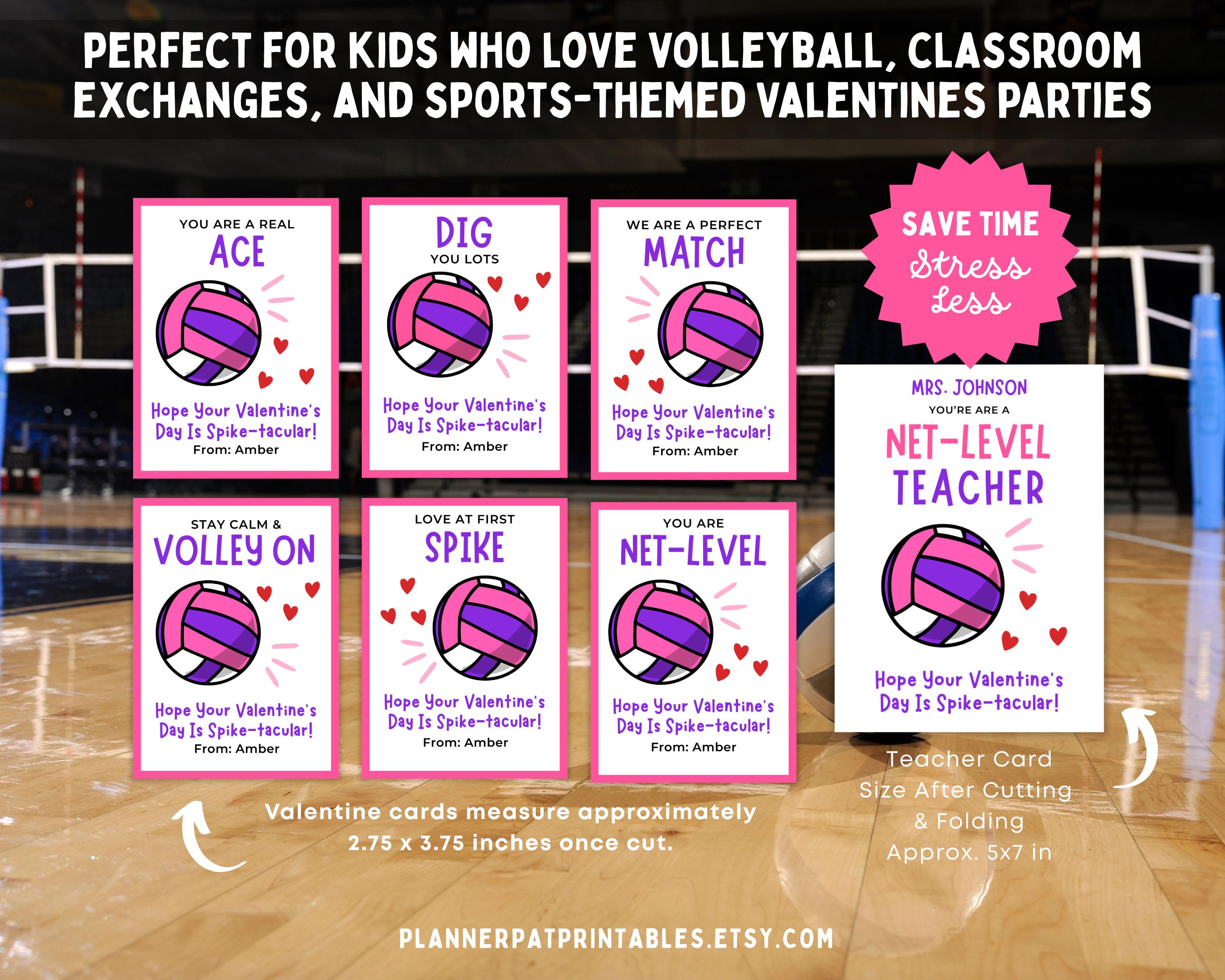 Volleyball Valentine Cards | Classroom Exchange Tags | Editable ...