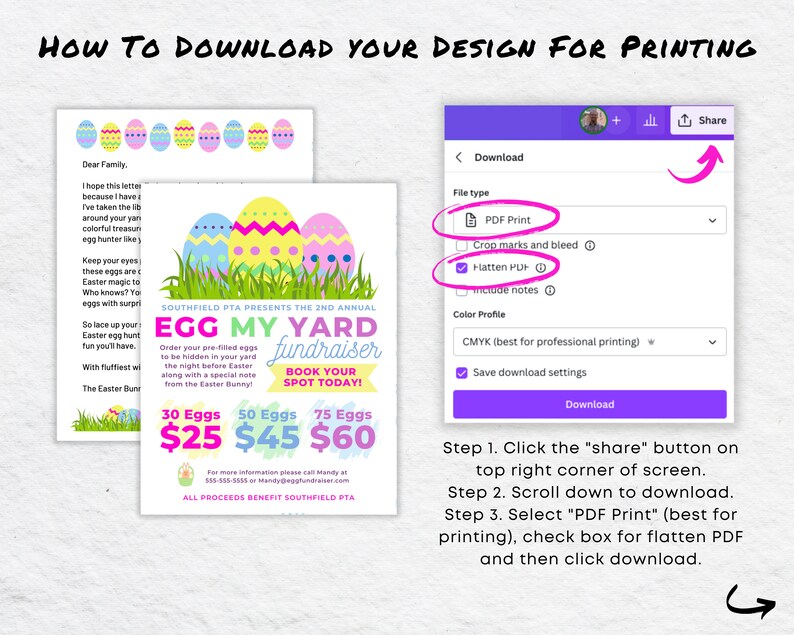 Editable Easter Egg My Yard Fundraiser Flyer and Event Letter (canva ...