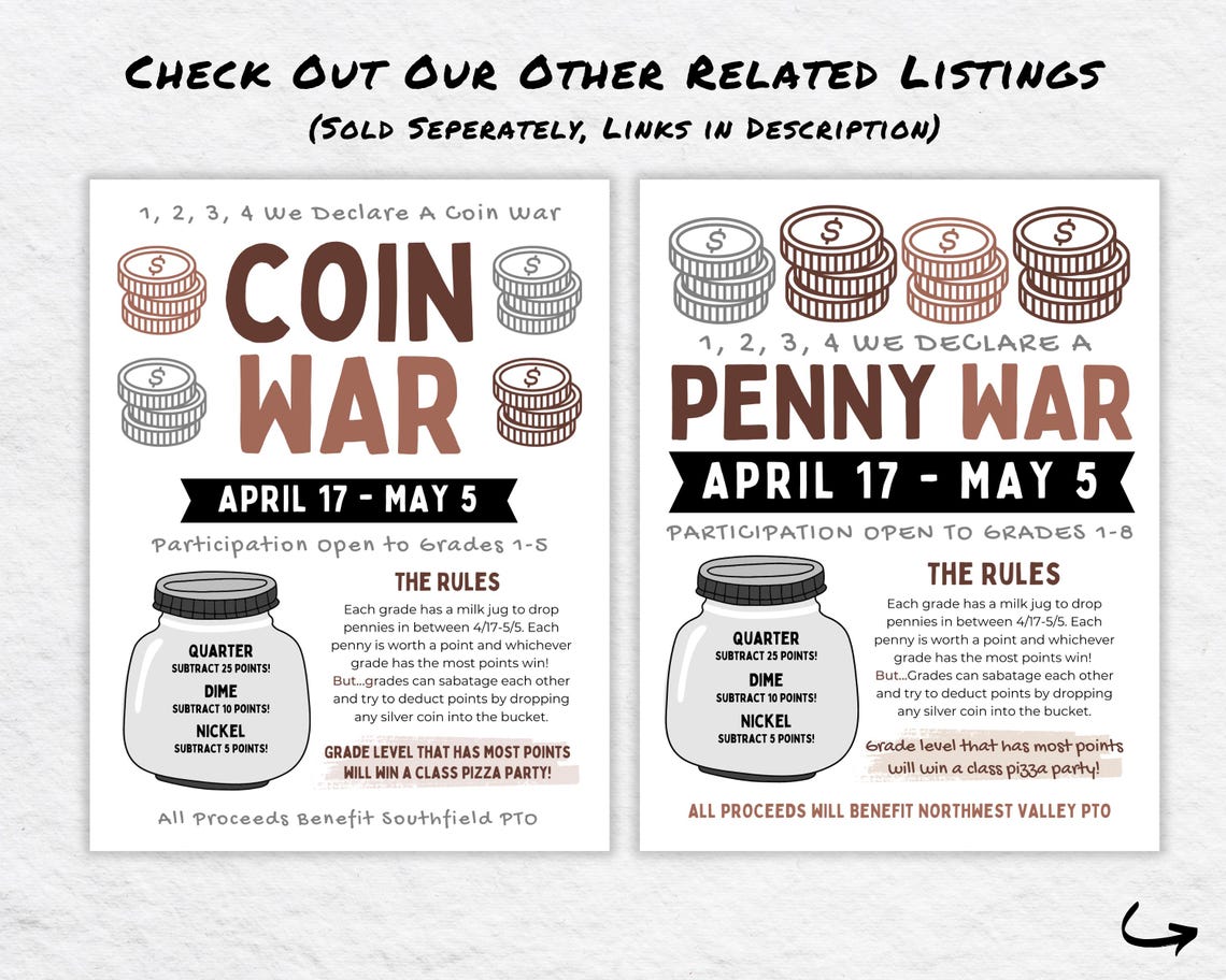 Fall Themed Penny War Flyer Editable Template, Coin Drive Fundraiser ...