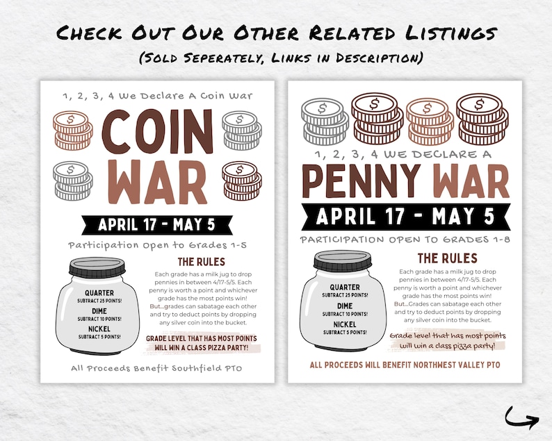 Fall Themed Penny War Flyer Editable Template, Coin Drive Fundraiser ...