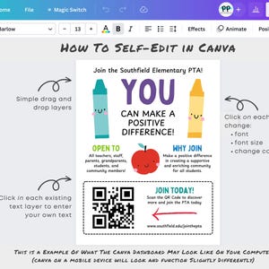 Editable Join the PTA Flyer Canva Template for Parent Teacher Recruitment - Etsy