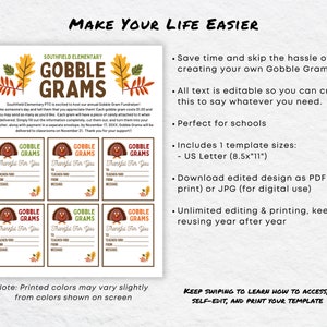 Editable Gobble Grams Fundraiser Canva Template, Turkey Candy Grams ...