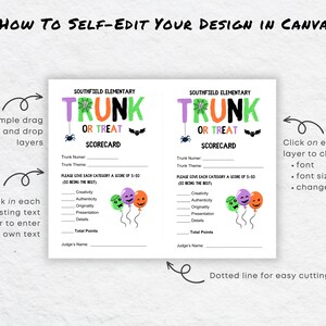 Editable Trunk or Treat Scorecard, Scoring Sheet Canva Template - Etsy