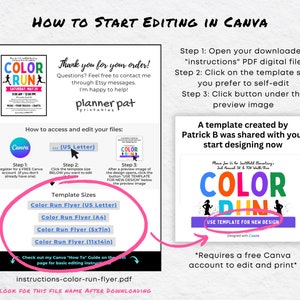 Editable Color Run Flyer Printable, Colorful 5k 10k Run Walk Invitation ...