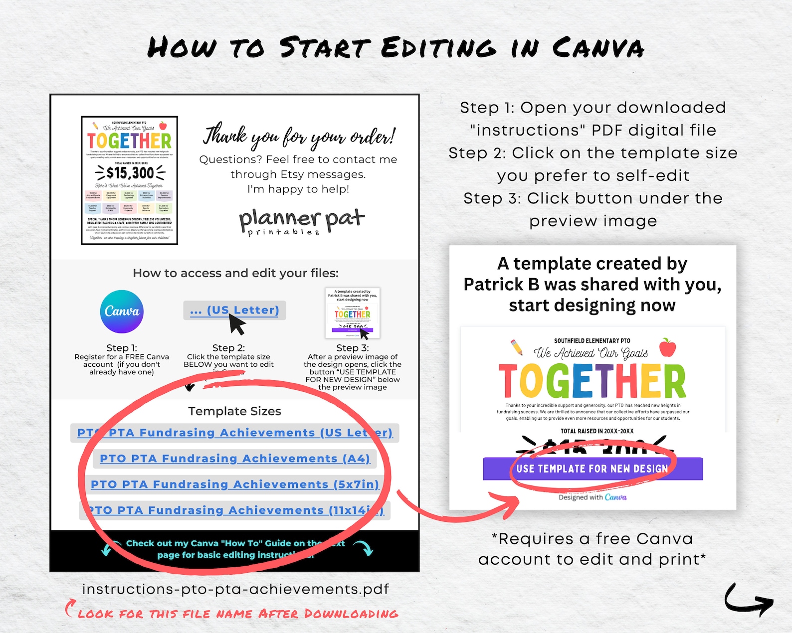 PTO PTA Fundraiser Tracker Flyer, School Canva Template (digital ...
