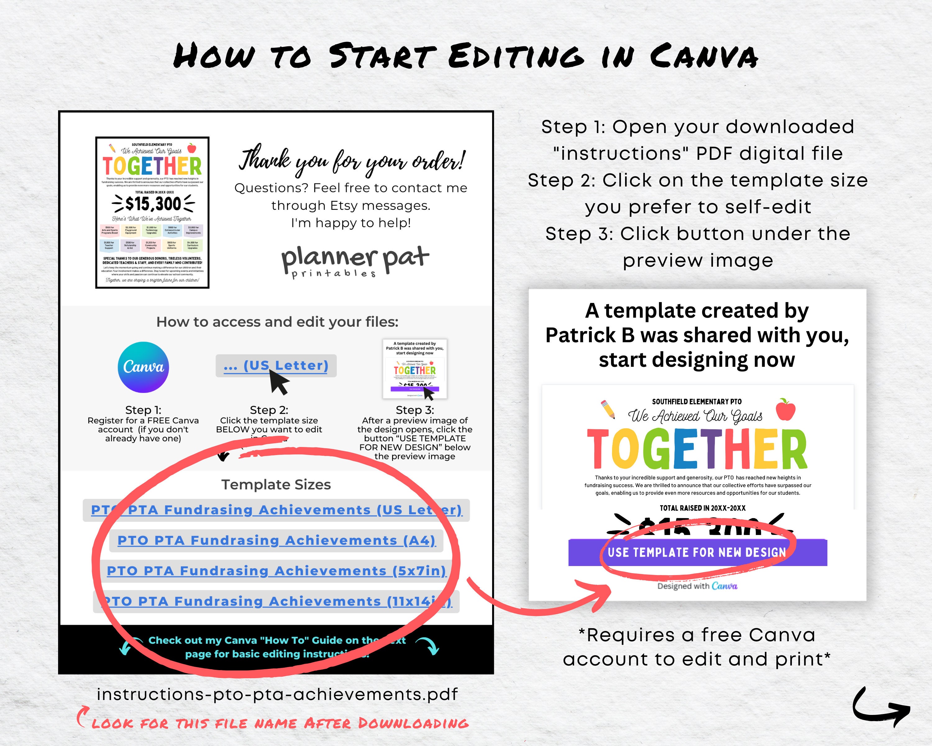 PTO PTA Fundraiser Tracker Flyer, School Canva Template (digital ...
