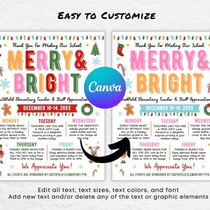 Editable Holiday Teacher and Staff Appreciation Week Flyer Template ...
