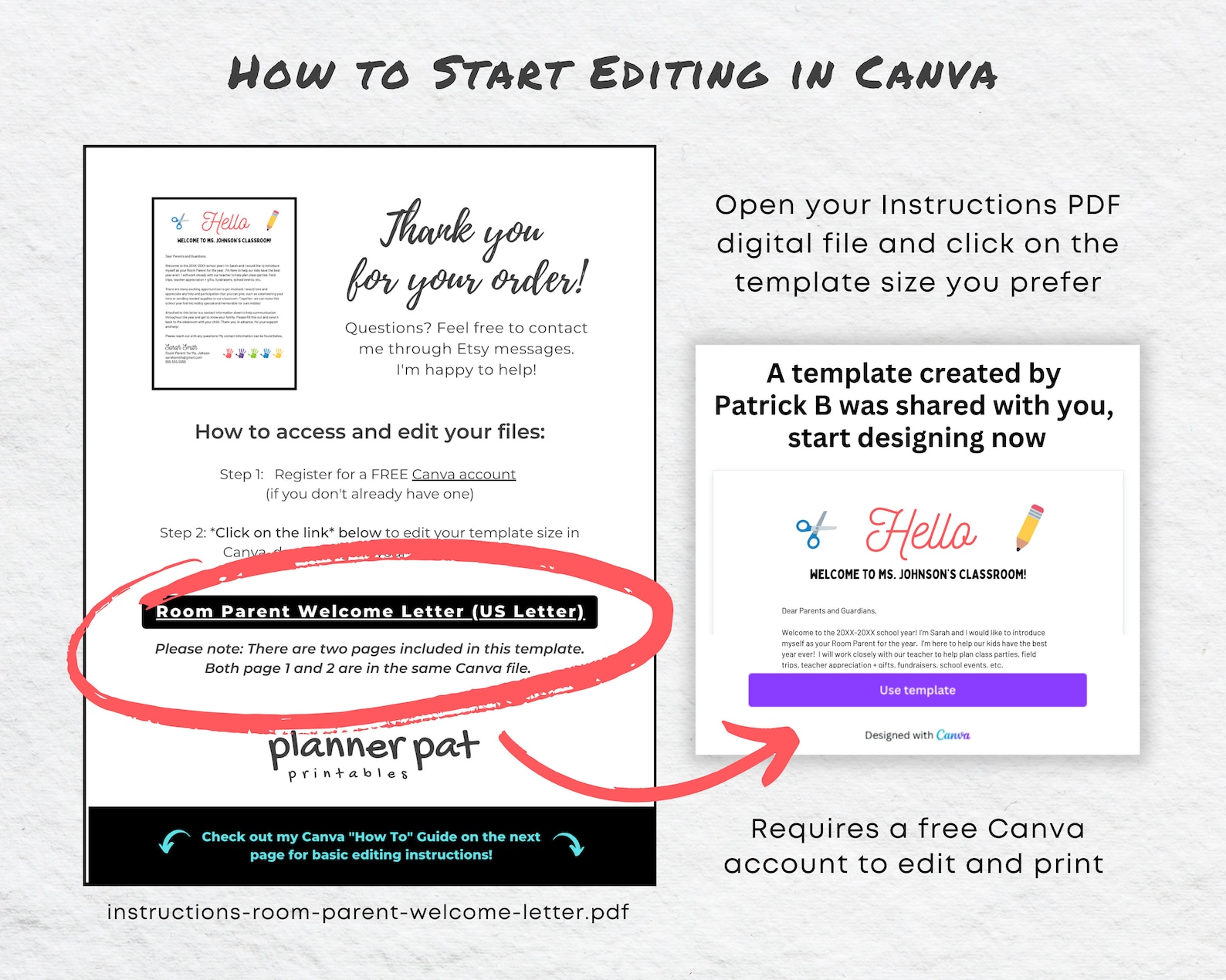 Editable Room Parent Welcome Letter Template & Contact Info (canva ...
