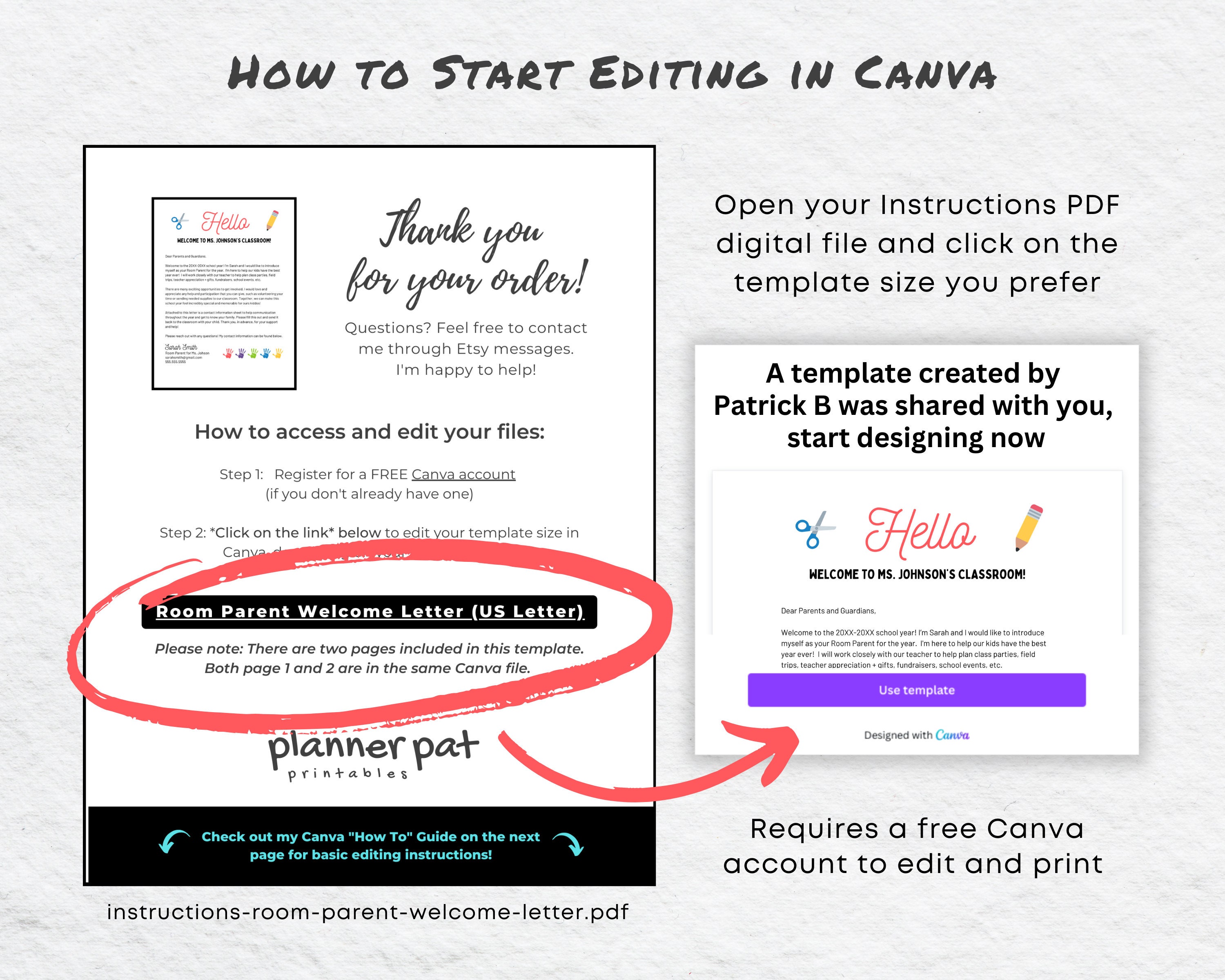 Editable Room Parent Welcome Letter Template & Contact Info (canva ...