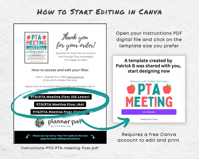 PTA Meeting Sign Editable Canva Template, Edit for PTO - Etsy