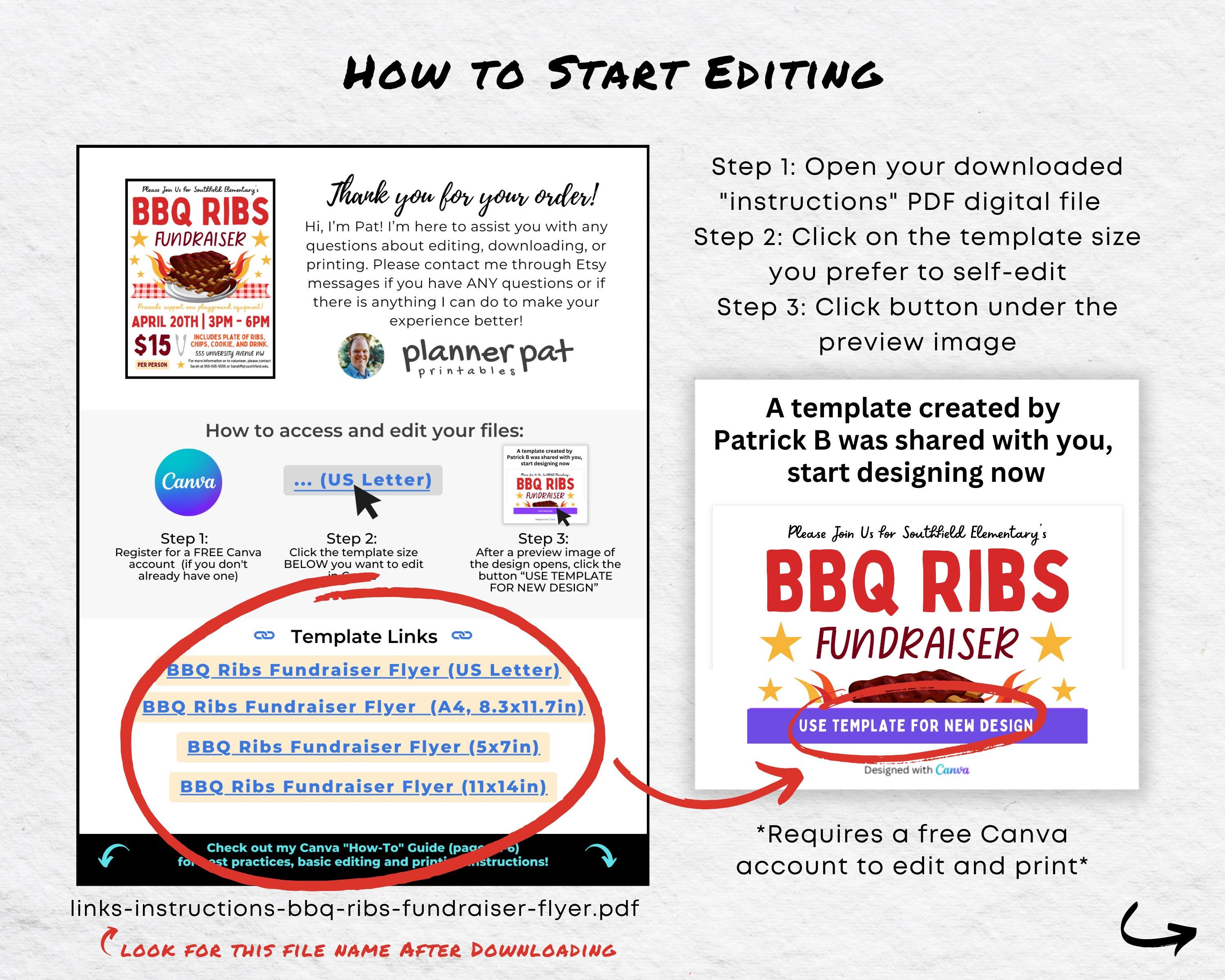 BBQ Ribs Fundraiser Flyer Template: Editable Flyer Printable (canva ...