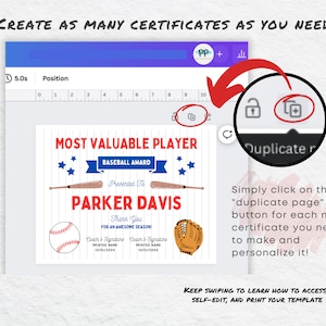 DIY Baseball Certificate Template, Editable Sports Award (canva ...