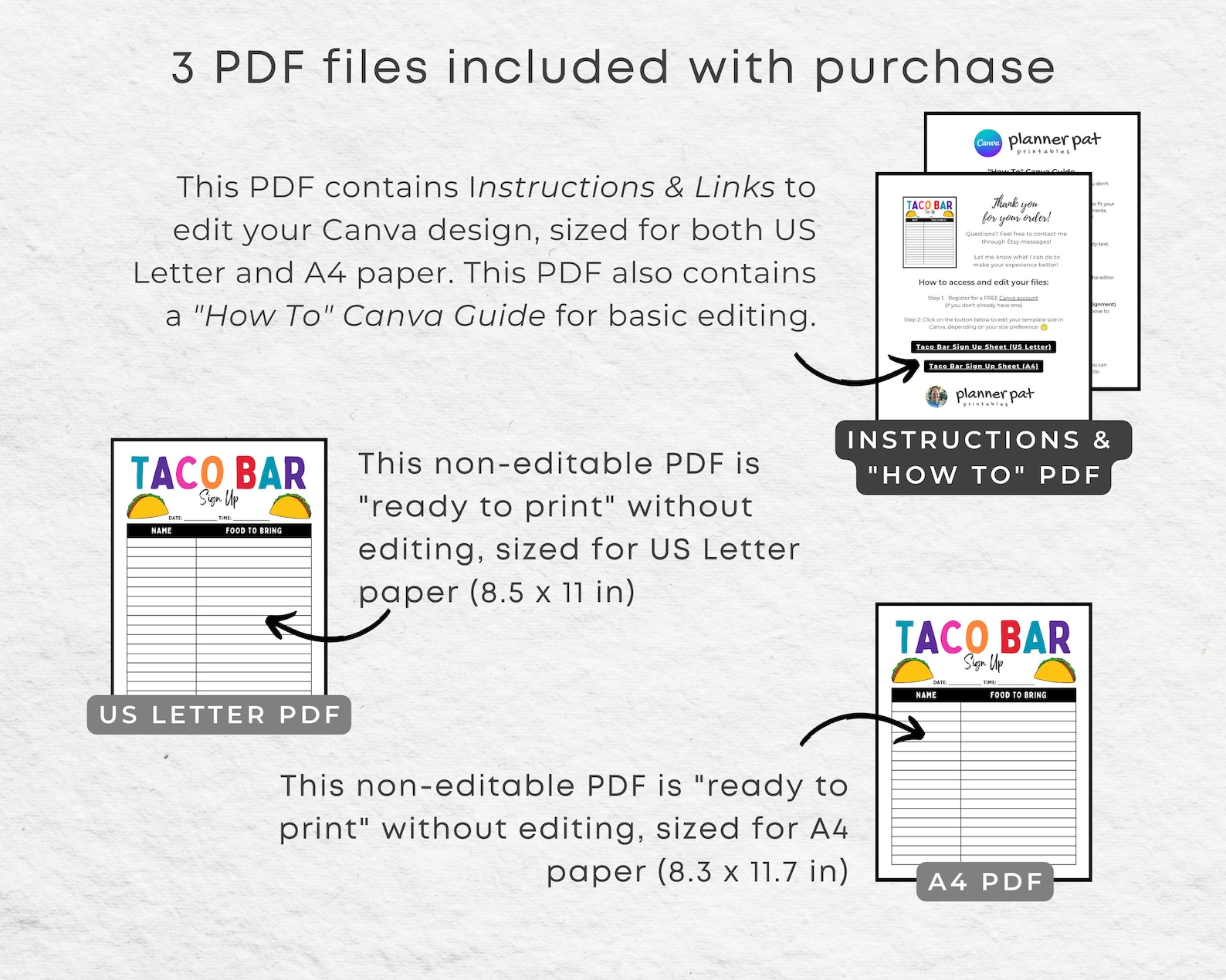 Taco Bar Sign up Sheet Printable for Mexican Fiesta Potluck Party ...