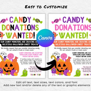 Editable Candy Donation Flyer Template: Trunk or Treat (canva, Digital ...