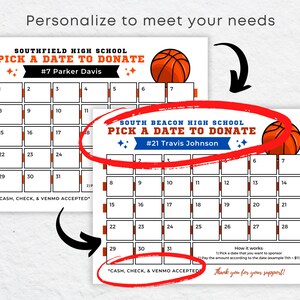 Editable Basketball Template: Fundraising Calendar (canva, Digital ...
