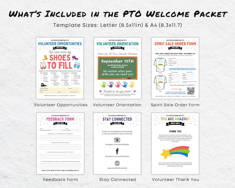 Editable PTA PTO Welcome Packet: Parent Information Bundle (canva ...
