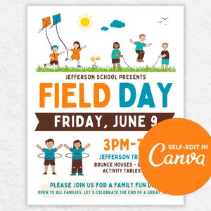 Field Day Flyer Canva Template, Editable Olympic Family Fun Day Poster ...