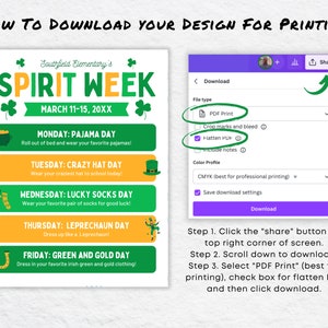 Editable St Patricks Spirit Week Flyer Canva Template, School Spirit ...