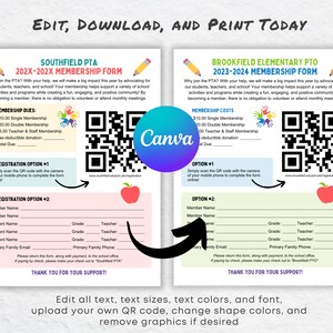PTA Membership Form Editable Template for Volunteer Registration - Etsy