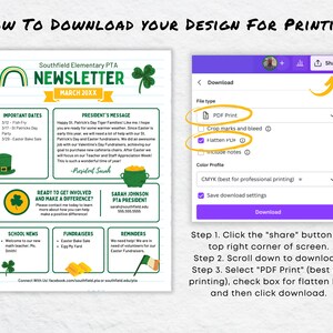 Editable March Newsletter Template, St Patricks PTO PTA School News ...