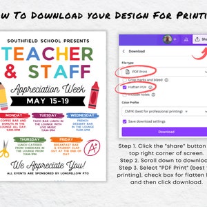 Editable Teacher & Staff Appreciation Week Flyer Itinerary Canva ...