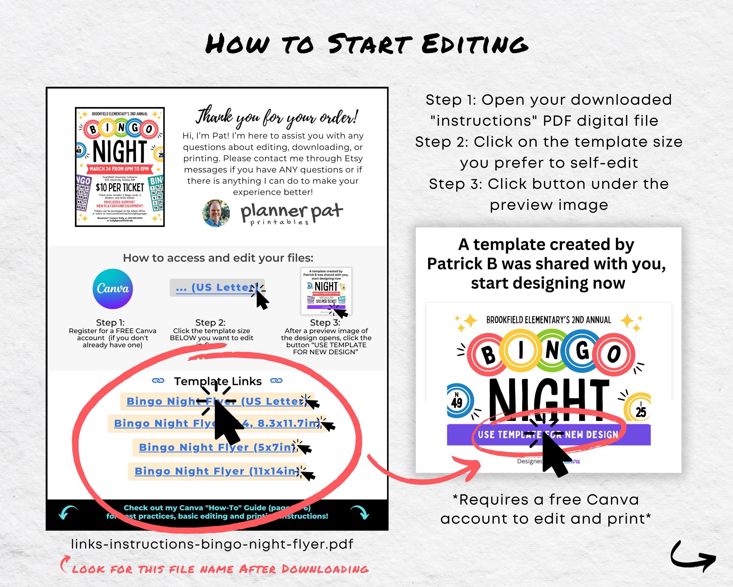 Editable Bingo Night Flyer Template: Family Game Fundraiser Printable ...