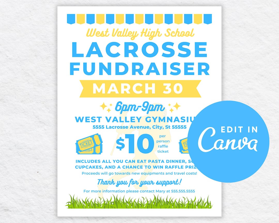 Lacrosse Flyer Editable Canva Template Lacrosse Raffle - Etsy