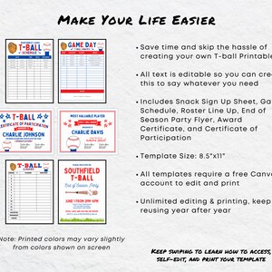 Editable Tball Template Bundle Printables, Includes Snack & Game ...